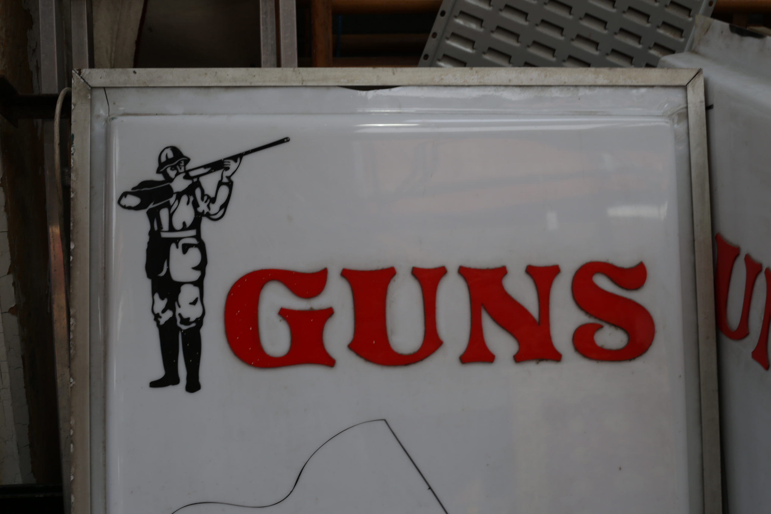 Vintage 1970s Gun and Tackle shop sign - On The Square Emporium