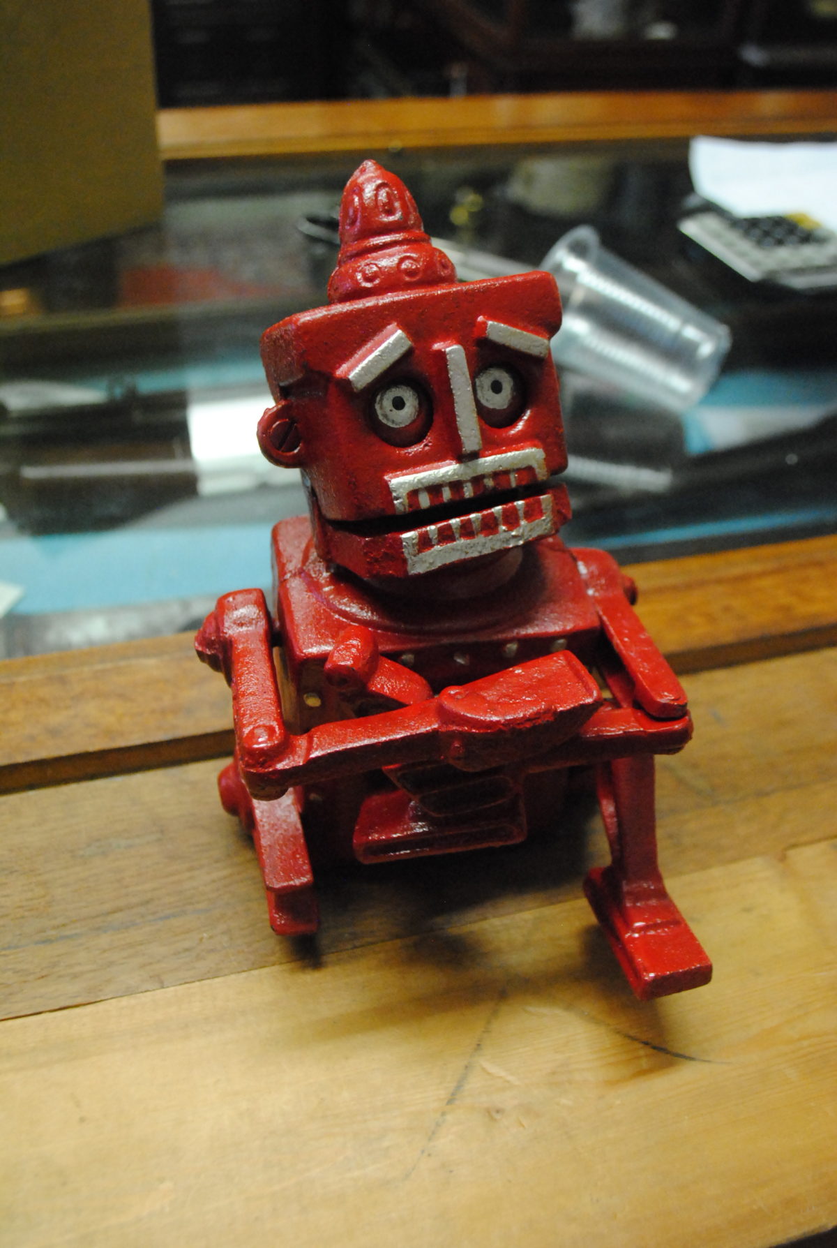 Red Cast Iron Robot Money Box - On The Square Emporium
