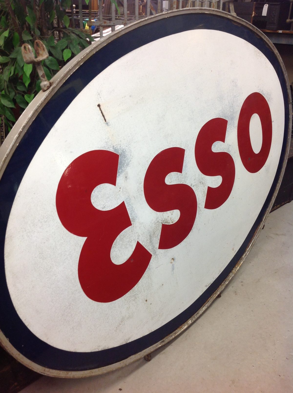 Large Oval Double-sided Esso Enamel Sign - On The Square Emporium