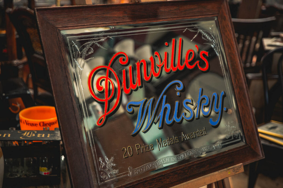 Rare Early 20th Century Dunville's Whisky Pub Mirror - OTSE