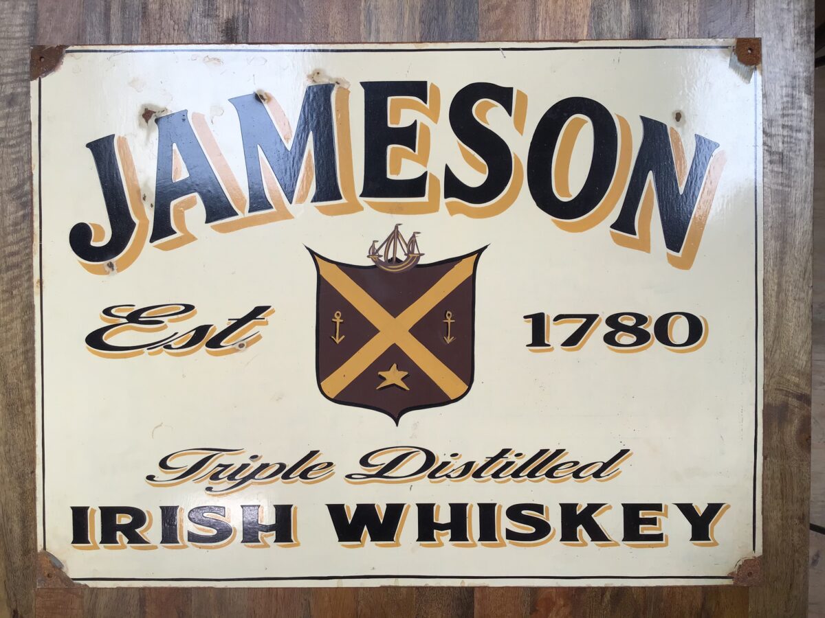 Jamesons Irish Whiskey Hand-painted Sign - On The Square Emporium