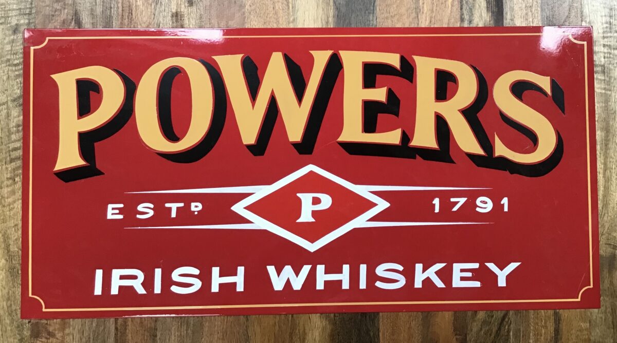 Hand-painted Powers Irish Whiskey Sign - On The Square Emporium