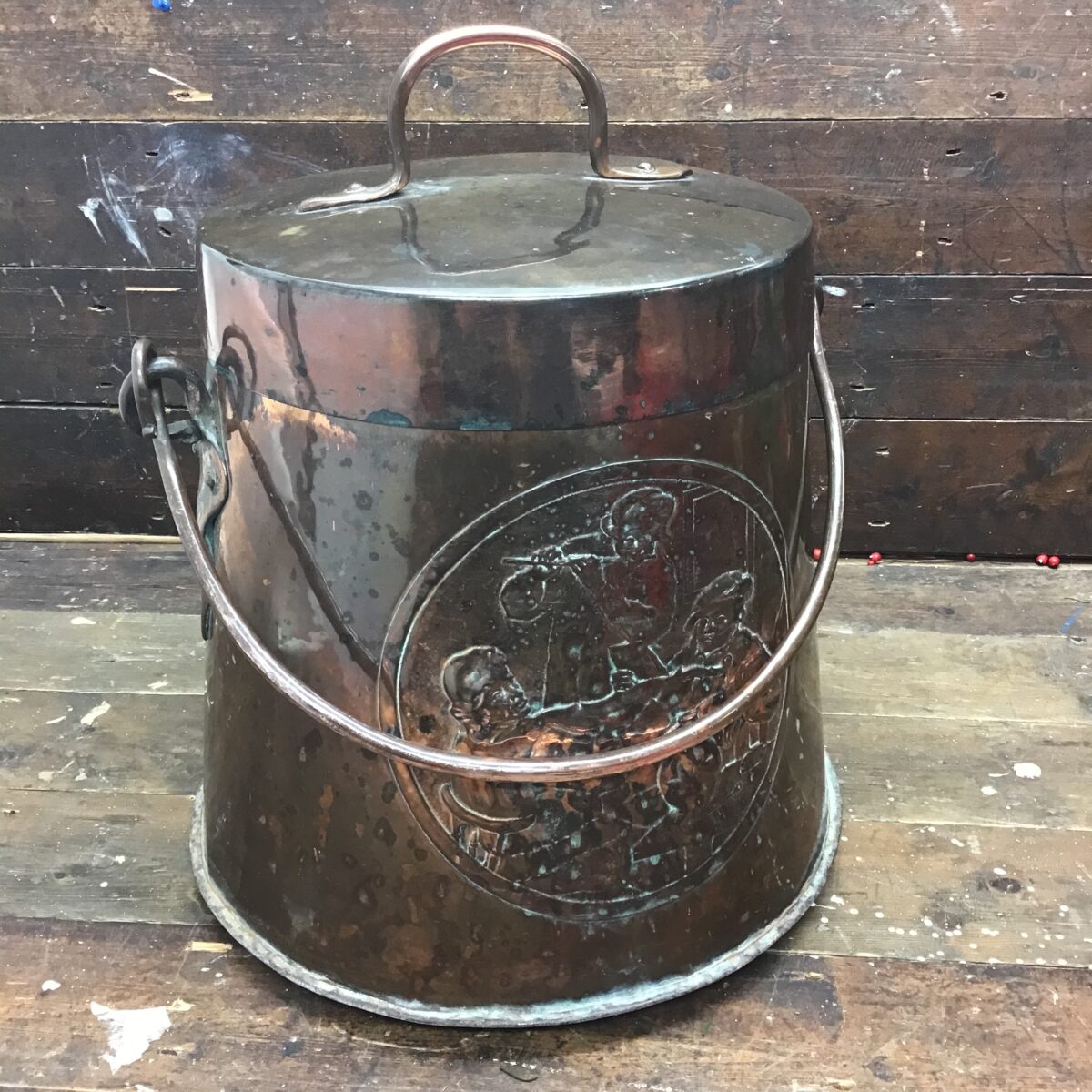 Antique Copper Fuel Bucket - On The Square Emporium