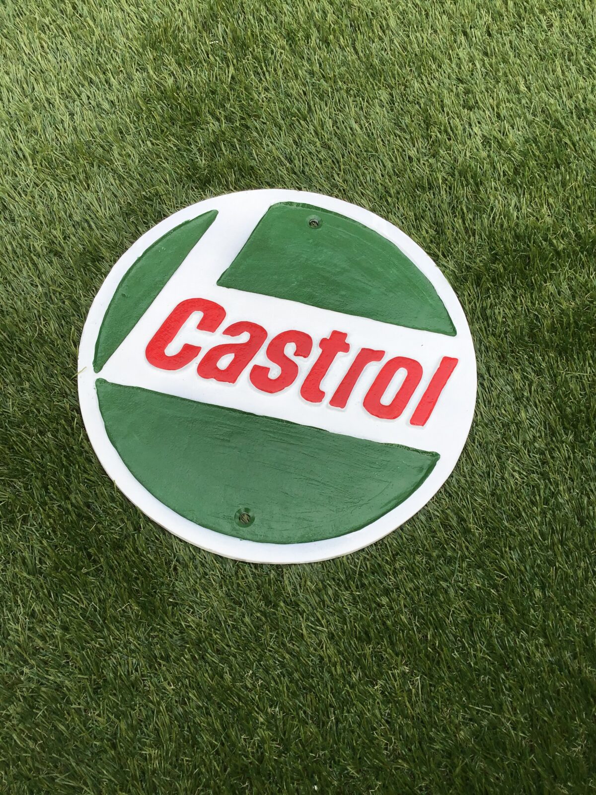 Cast Iron Round Castrol Plaque - On The Square Emporium