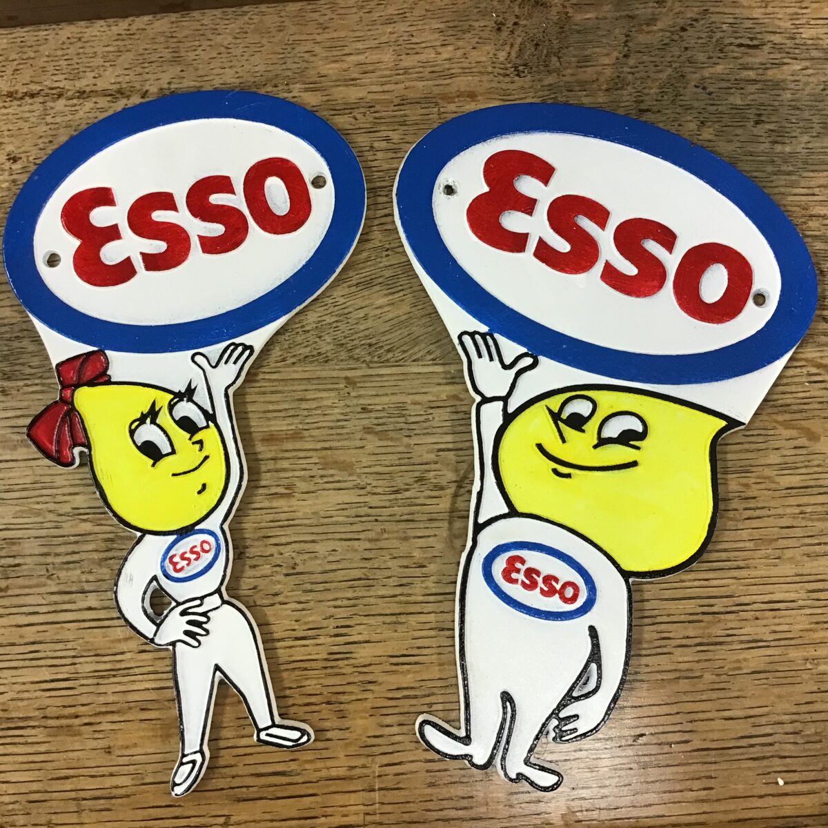 Esso Mr & Mrs Drip Cast Iron Sign Pair - On The Square Emporium