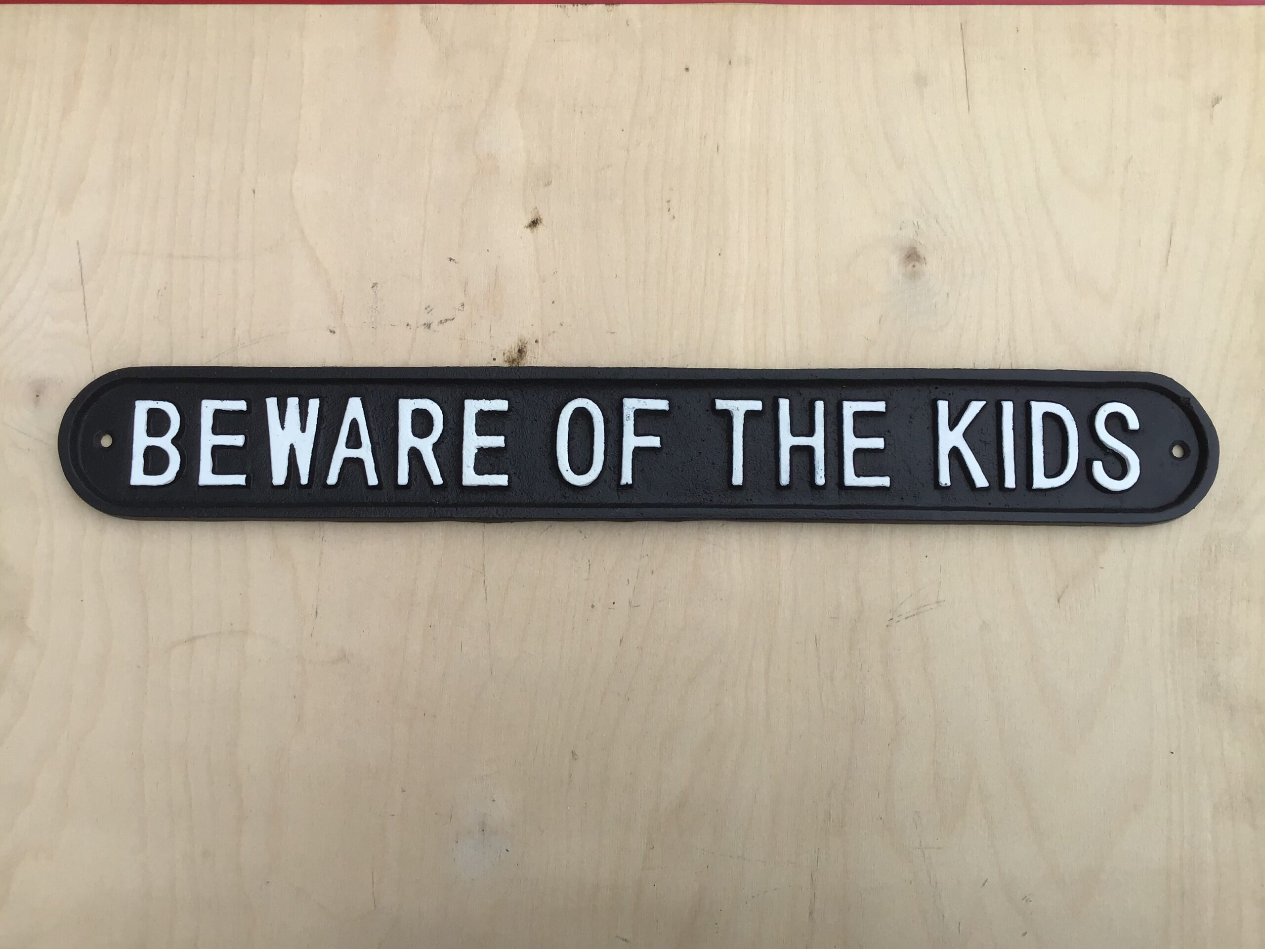 Cast iron Beware Of The Kids Sign - On The Square Emporium