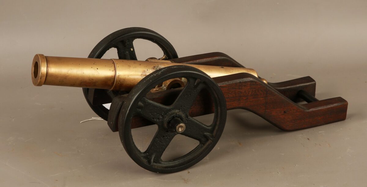Antique Brass Starting Cannon On Scratch-built Cradle - On The Square ...