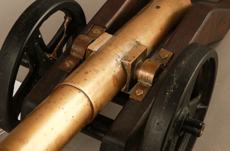 Antique Brass Starting Cannon On Scratch-built Cradle - On The Square ...