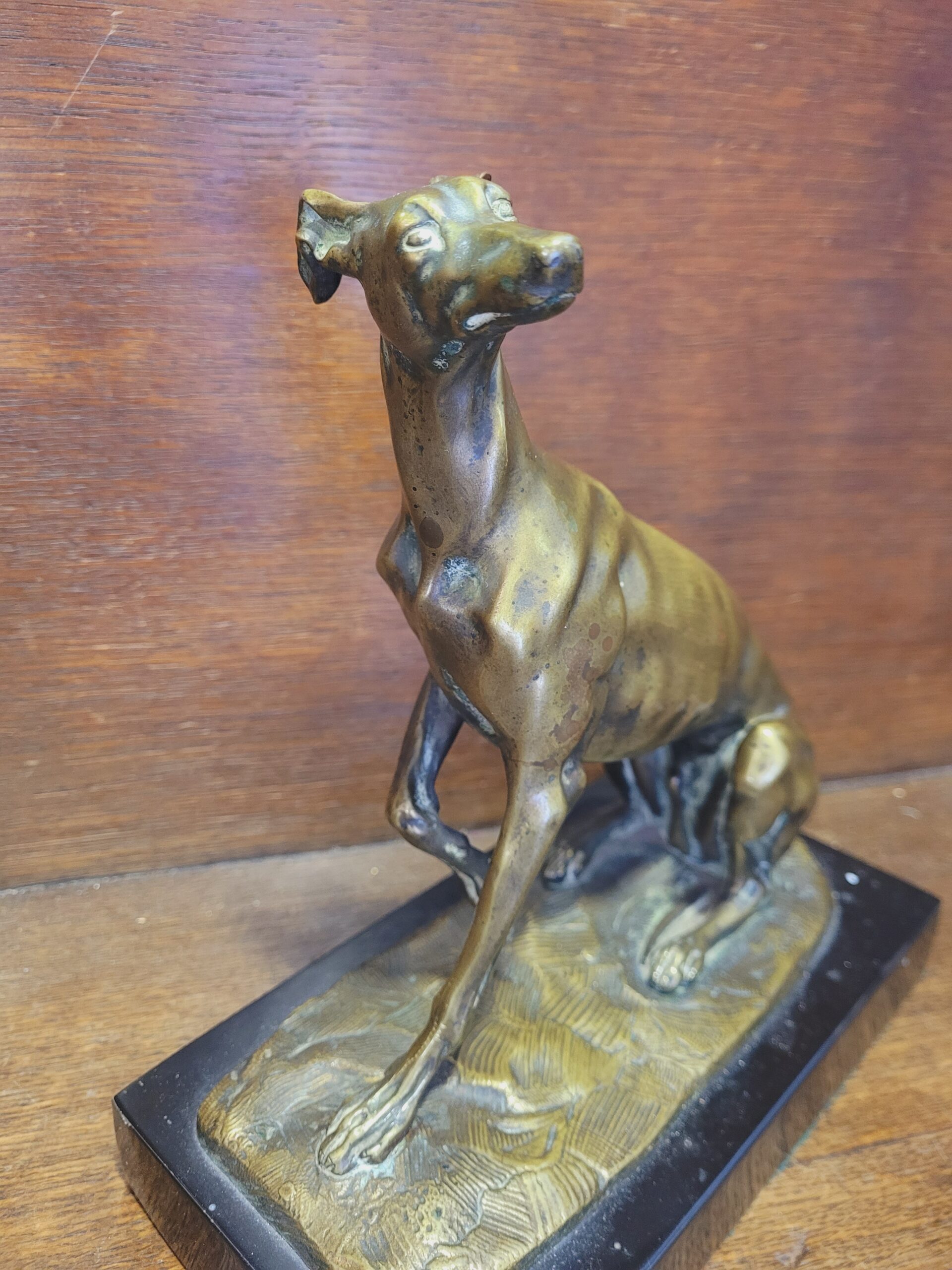 19th Century Solid Bronze Greyhound Statue - On The Square Emporium