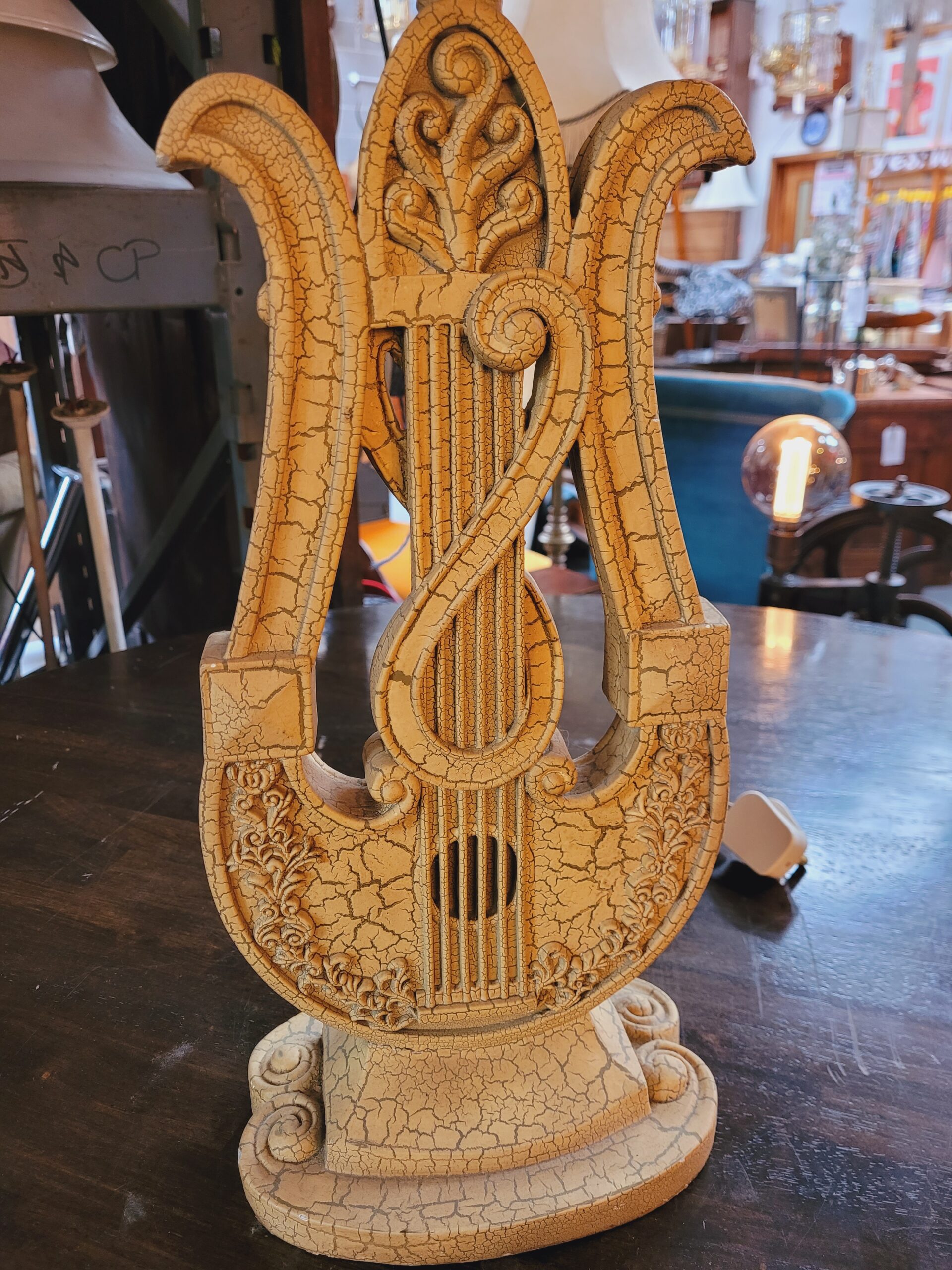 Lyre Shaped Table Lamp - On The Square Emporium