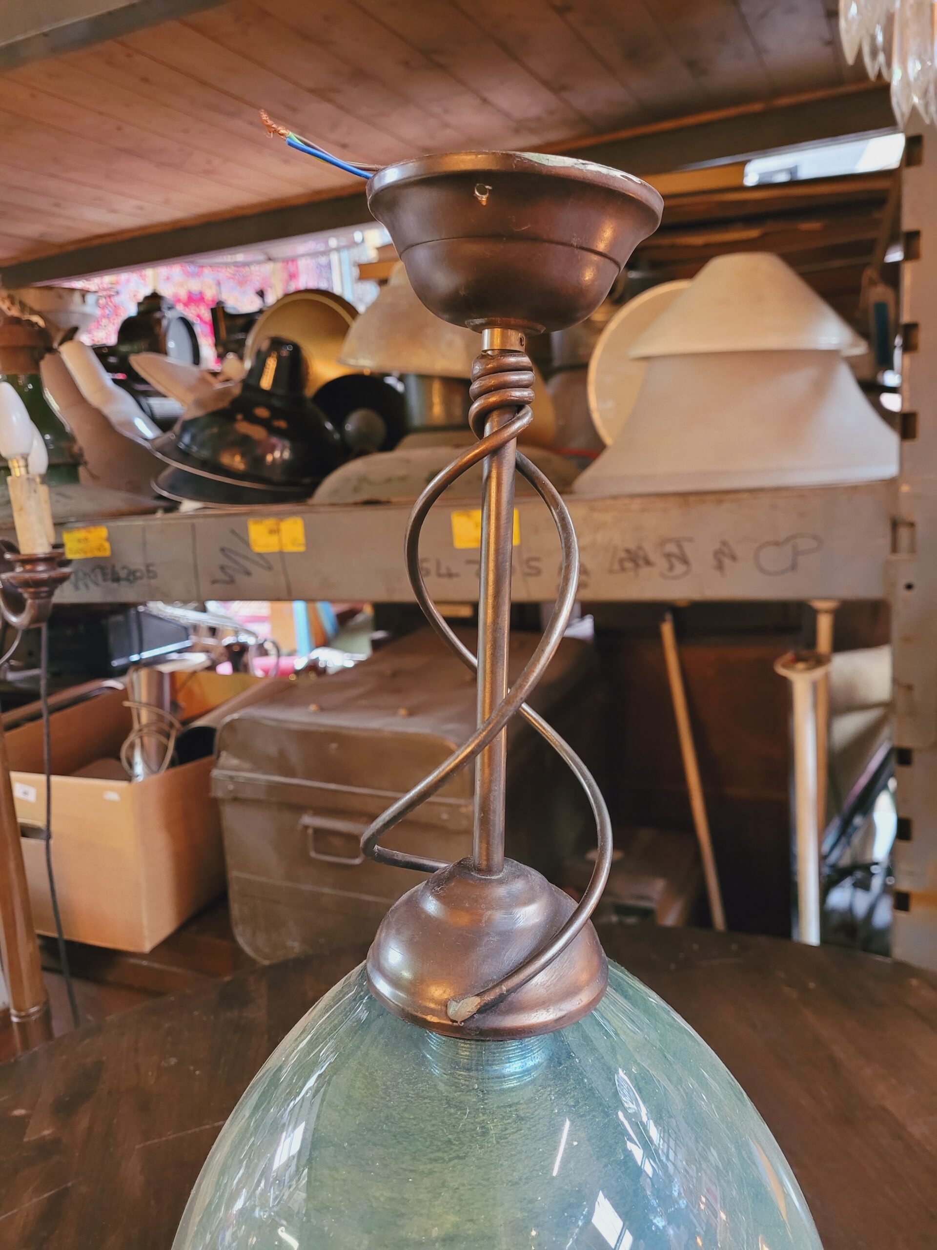 Green Glass Ceiling Light - On The Square Emporium
