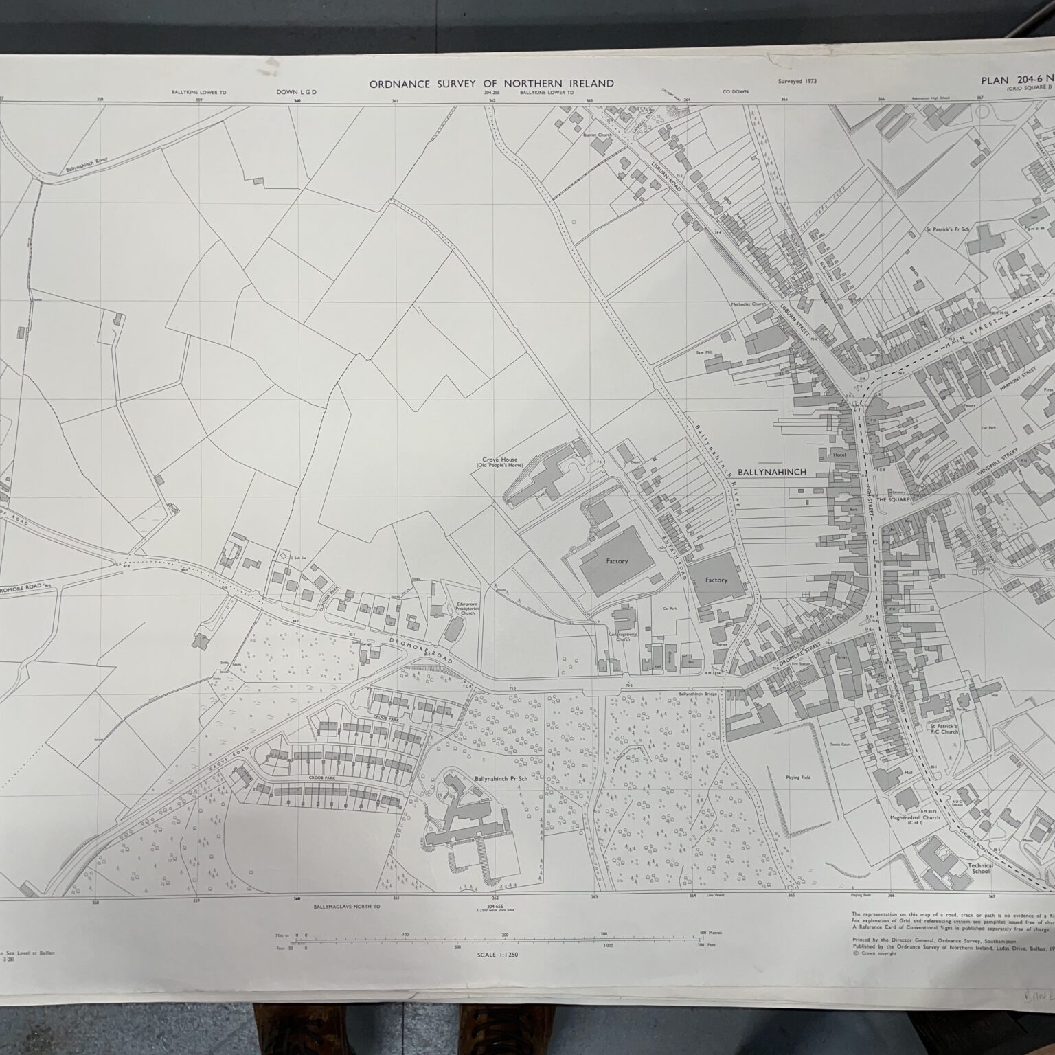 Vintage Ordnance Survey Map of Ballynahinch (Town Centre) - On The ...