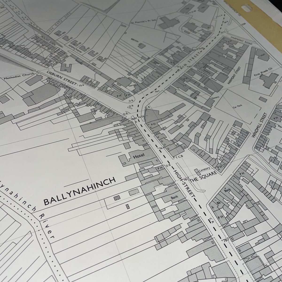 Vintage Ordnance Survey Map of Ballynahinch (Town Centre) - On The ...