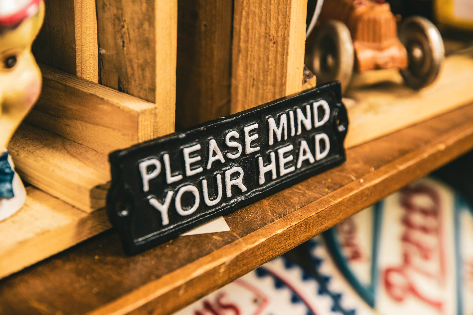 Please Mind Your Head Cast Iron Sign - On The Square Emporium