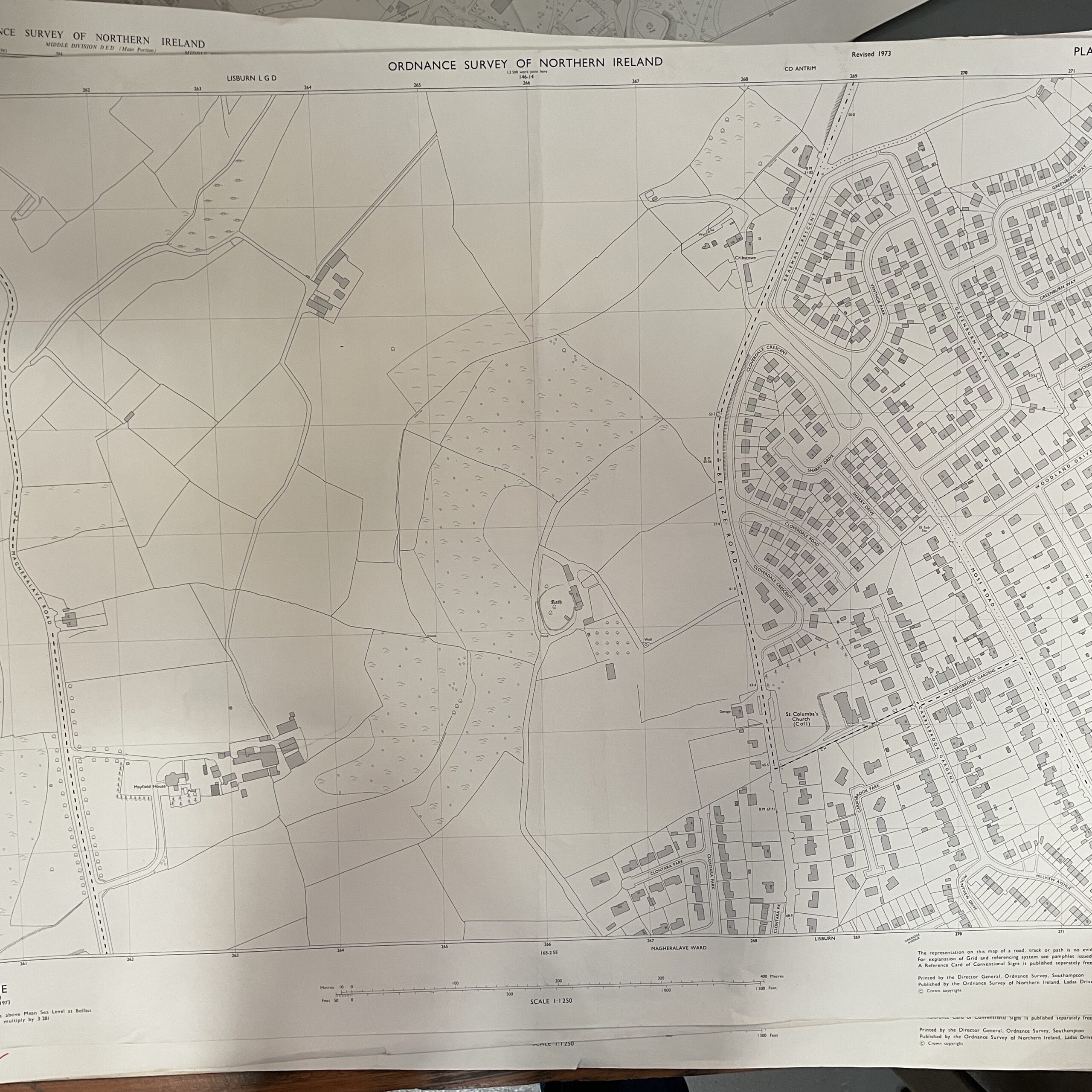 Vintage Ordnance Survey Map of Lambeg (Moss Road) - On The Square Emporium