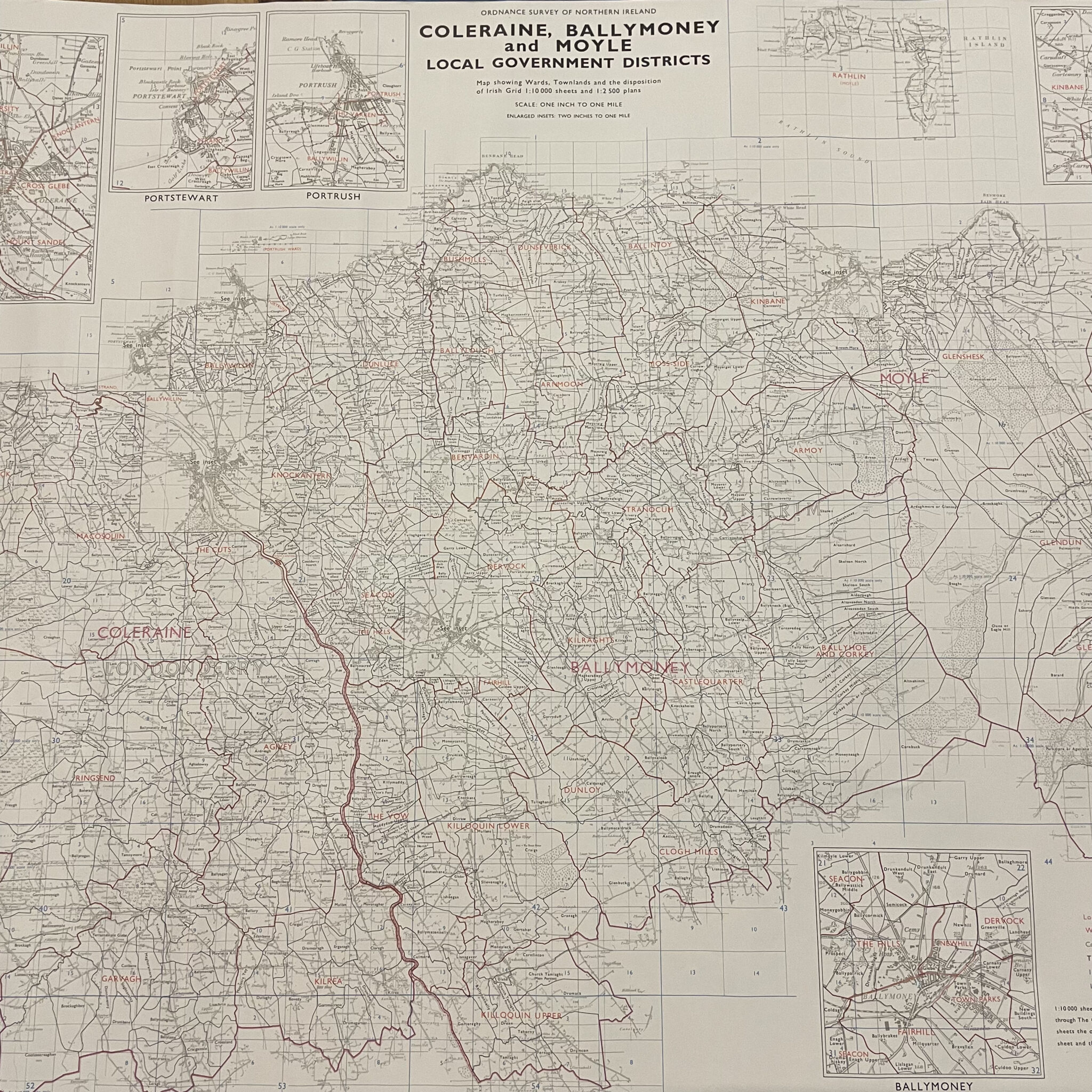 Vintage Townland Ordnance Survey Map of Coleraine and Ballymoney - On ...