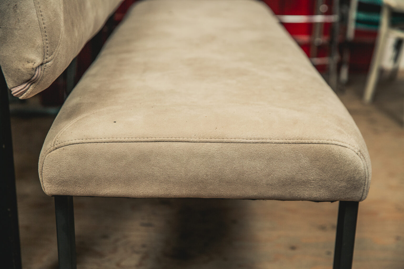 Light Grey Upholstered Bench Seat - On The Square Emporium