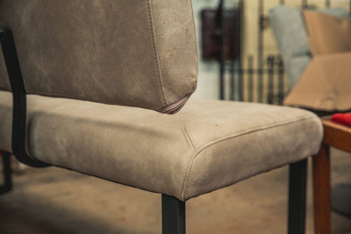 Light Grey Upholstered Bench Seat - On The Square Emporium