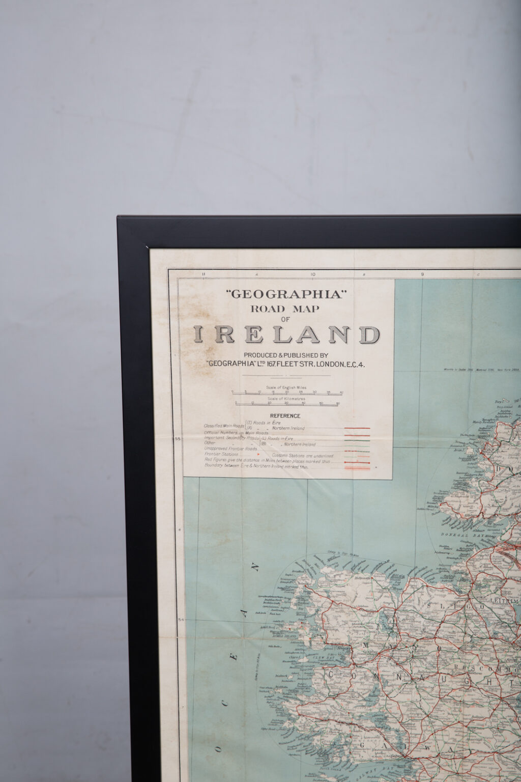 Framed Road Map of Ireland - On The Square Emporium
