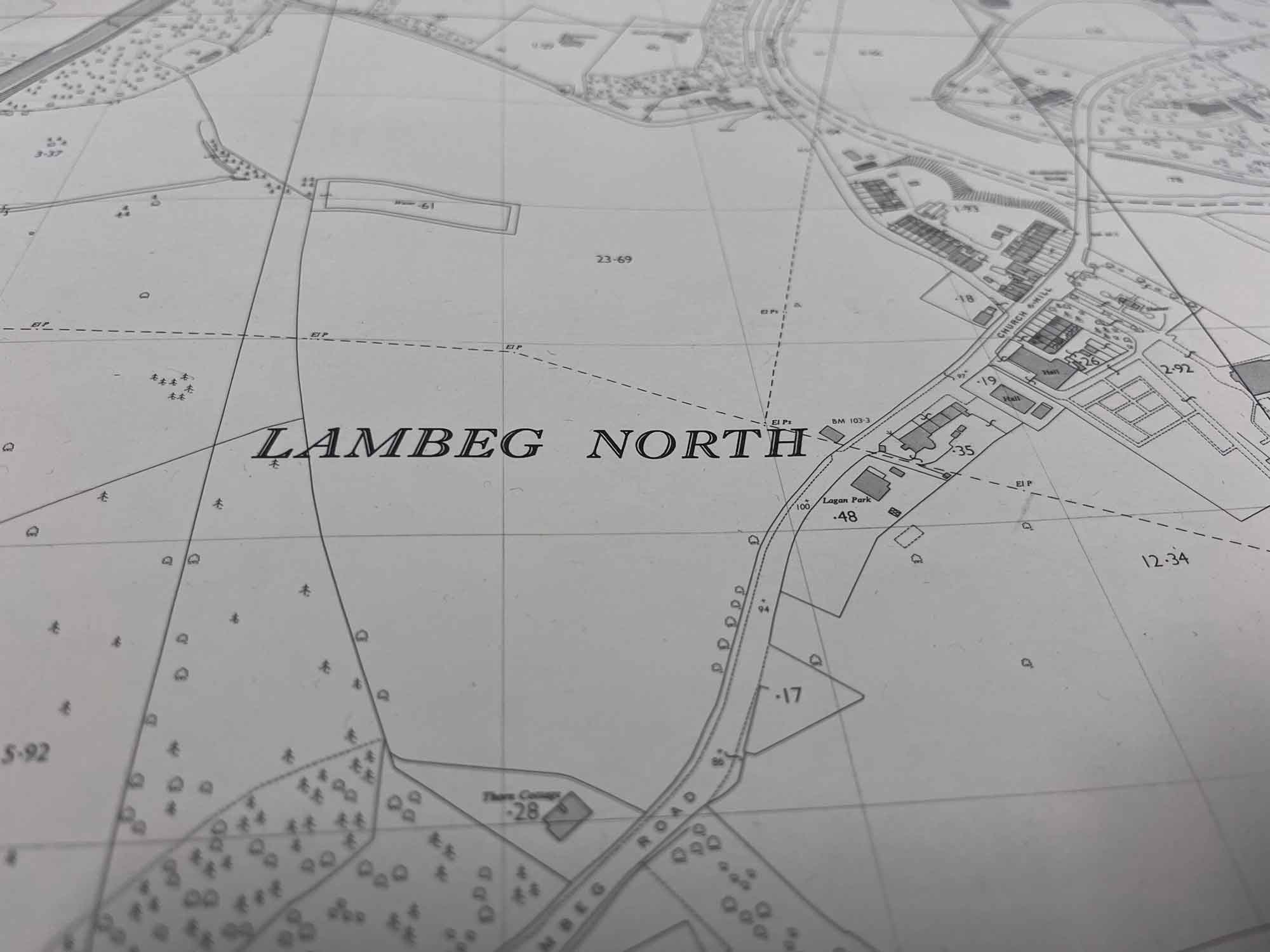 Vintage 1963 Ordnance Survey Map of Lambeg, Ballyskeagh & Tullynacross ...