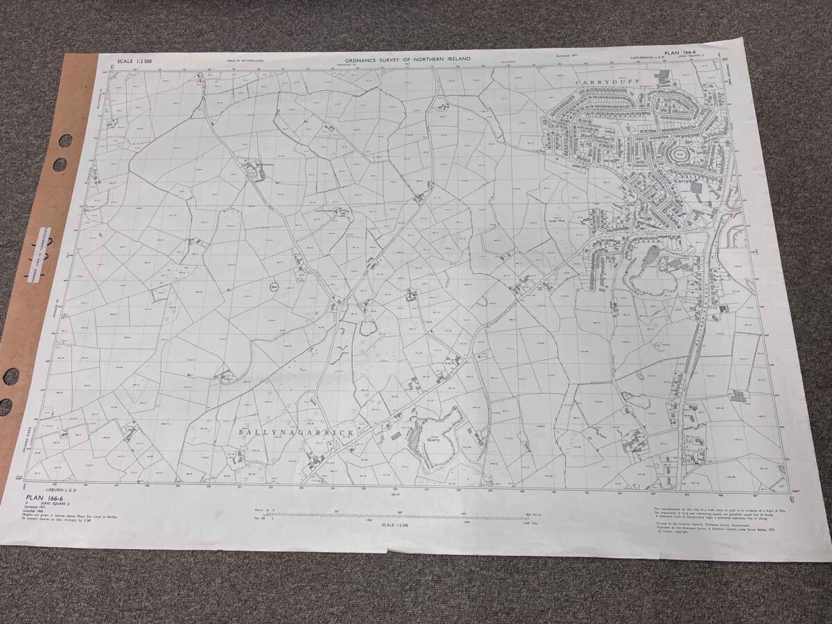 Vintage 1971 Ordnance Survey Map of Carryduff - On The Square Emporium