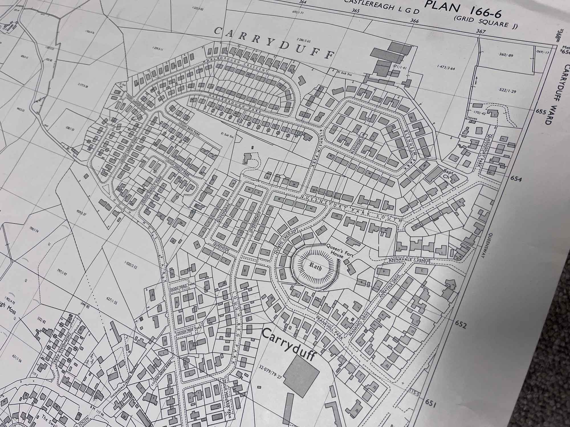 Vintage 1971 Ordnance Survey Map of Carryduff - On The Square Emporium