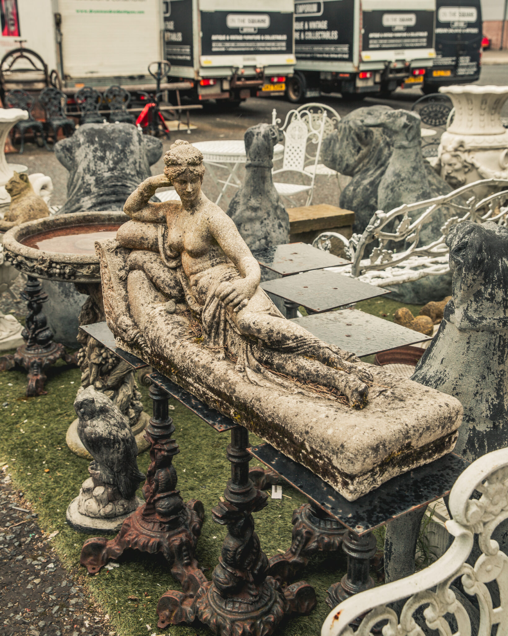 Stone Statue of Lounging Lady - On The Square Emporium