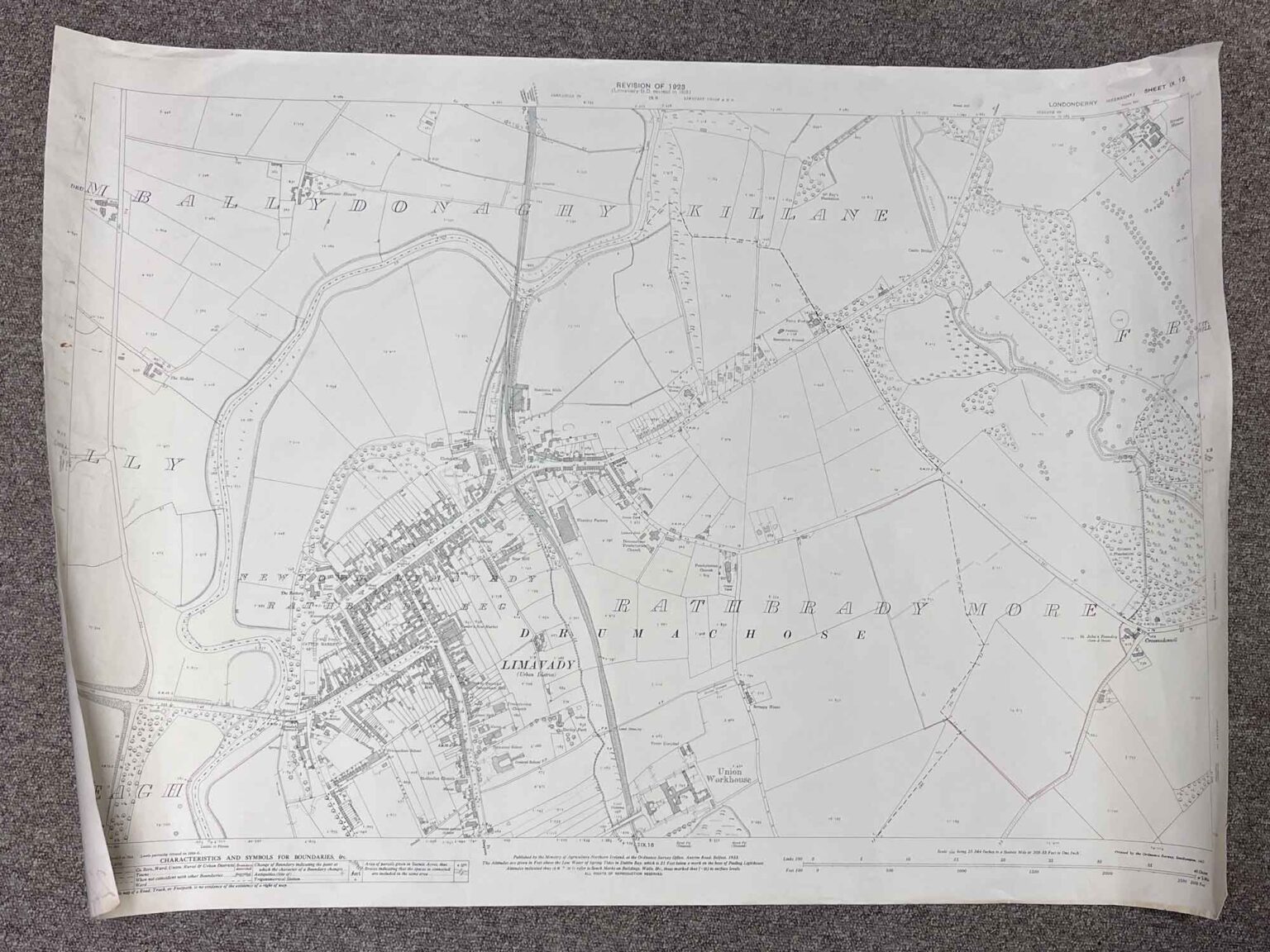 Vintage 1923 Ordnance Survey Map of Limavady - On The Square Emporium