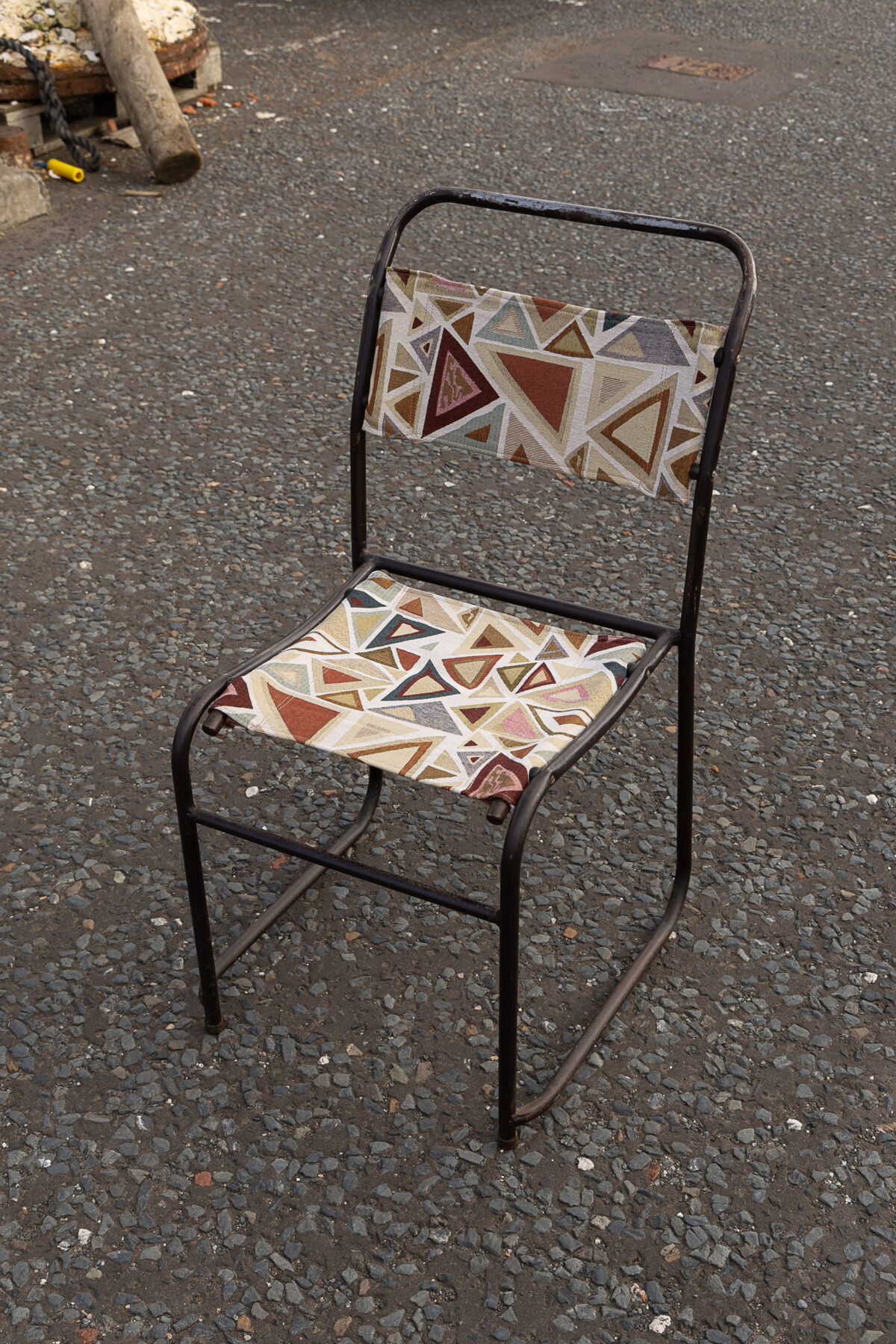Reupholstered Metal Frame Chair - Triangles - On The Square Emporium