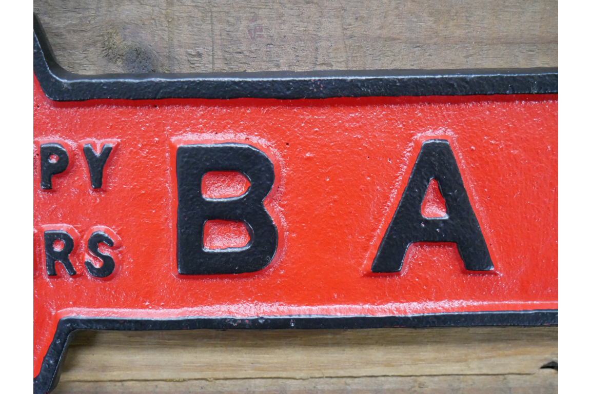 Cast Iron Red bar sign - On The Square Emporium