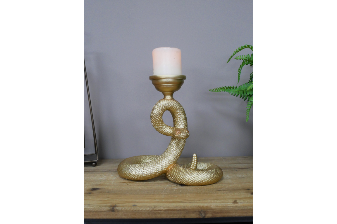 Gold Snake Candlestick - On The Square Emporium