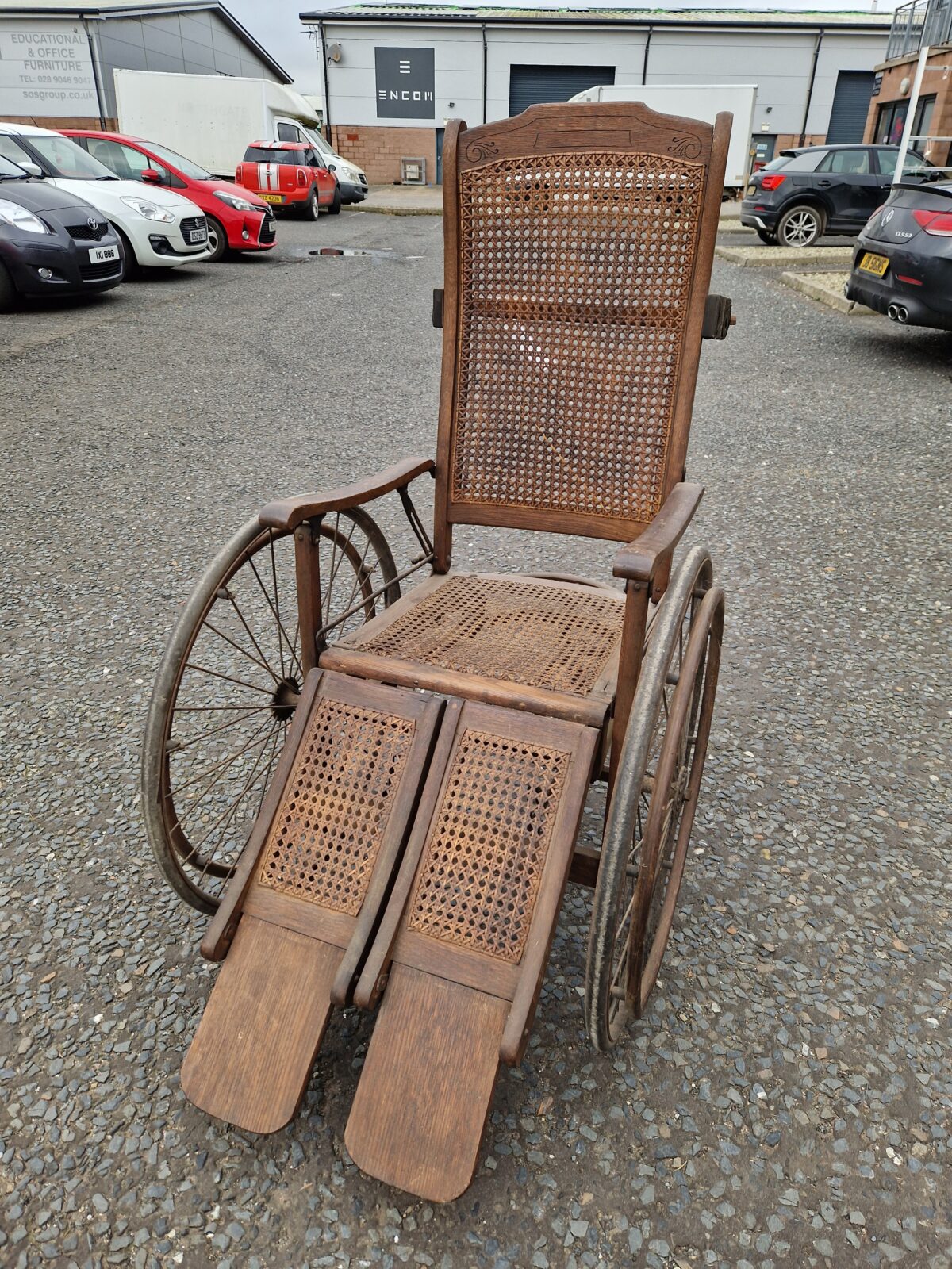 Antique Oak & Wicker Wheelchair - On The Square Emporium