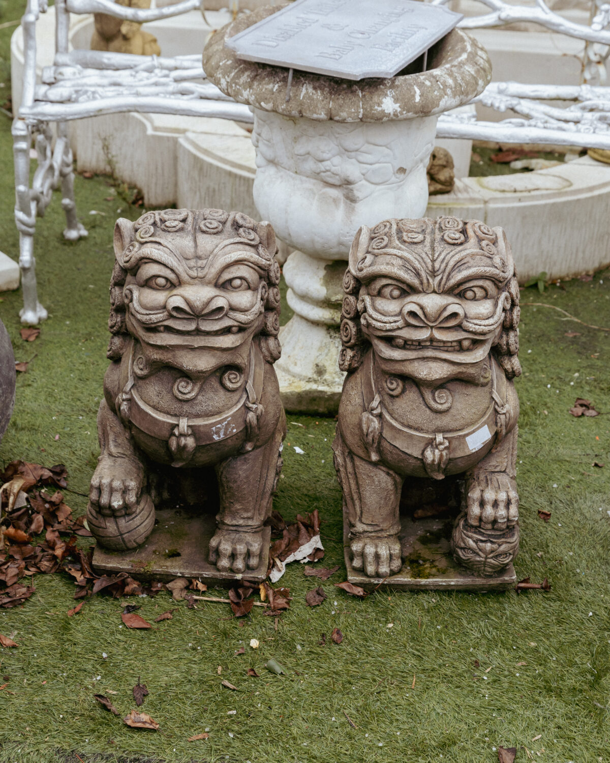 Pair of Chinese Foo Dog Garden Statues - On The Square Emporium