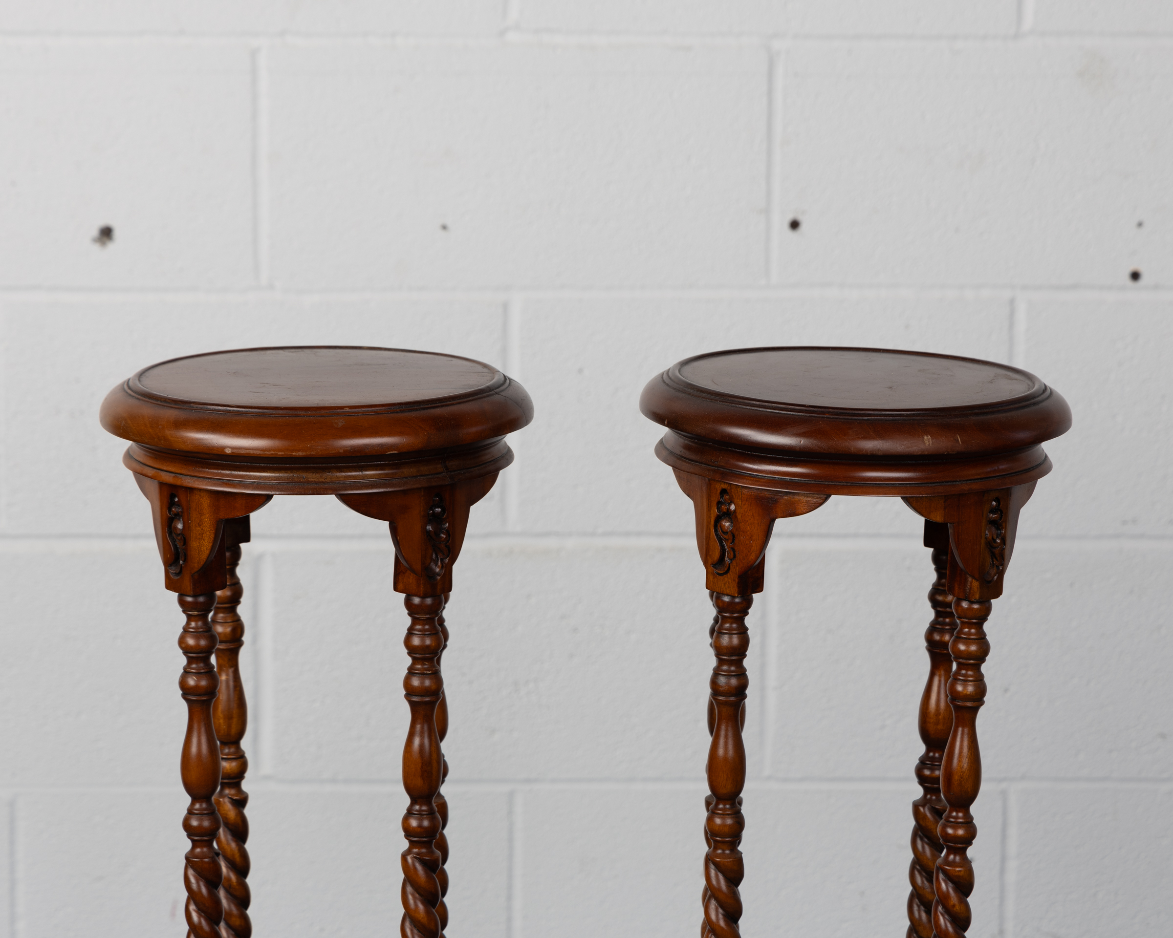 Pair of Barley Twist Plant Stands - On The Square Emporium