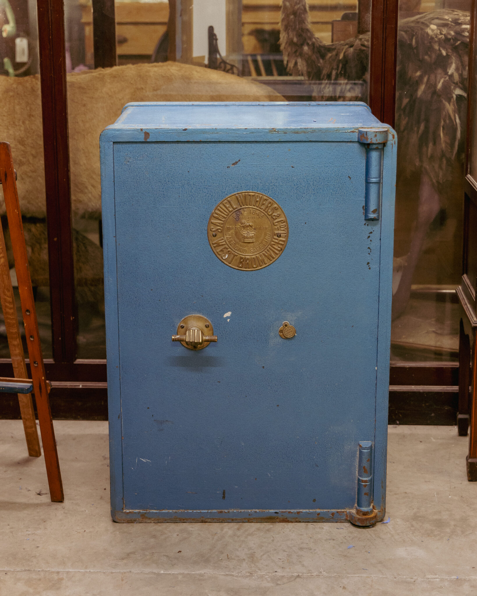 Large Antique Blue Safe - On The Square Emporium