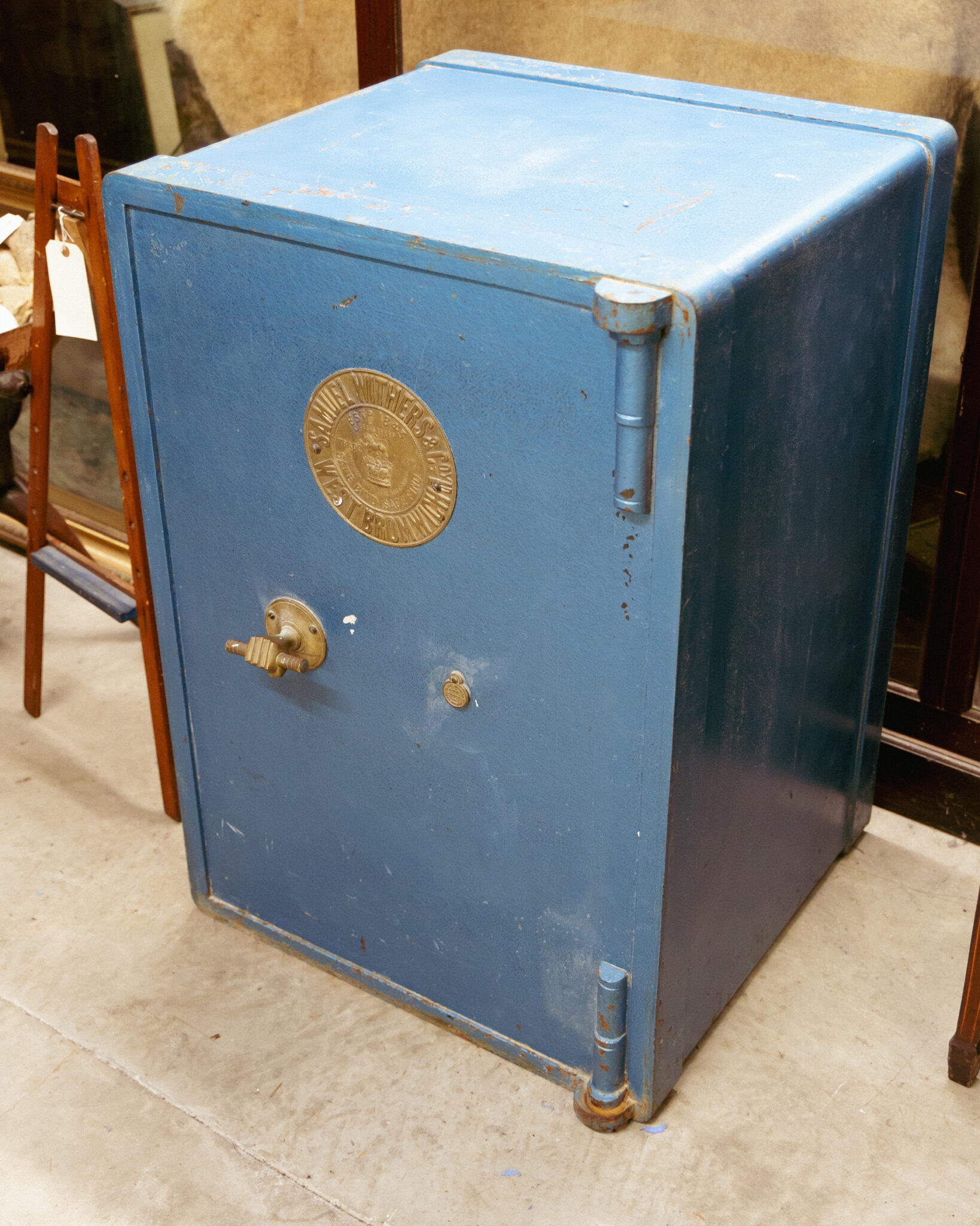 Large Antique Blue Safe - On The Square Emporium