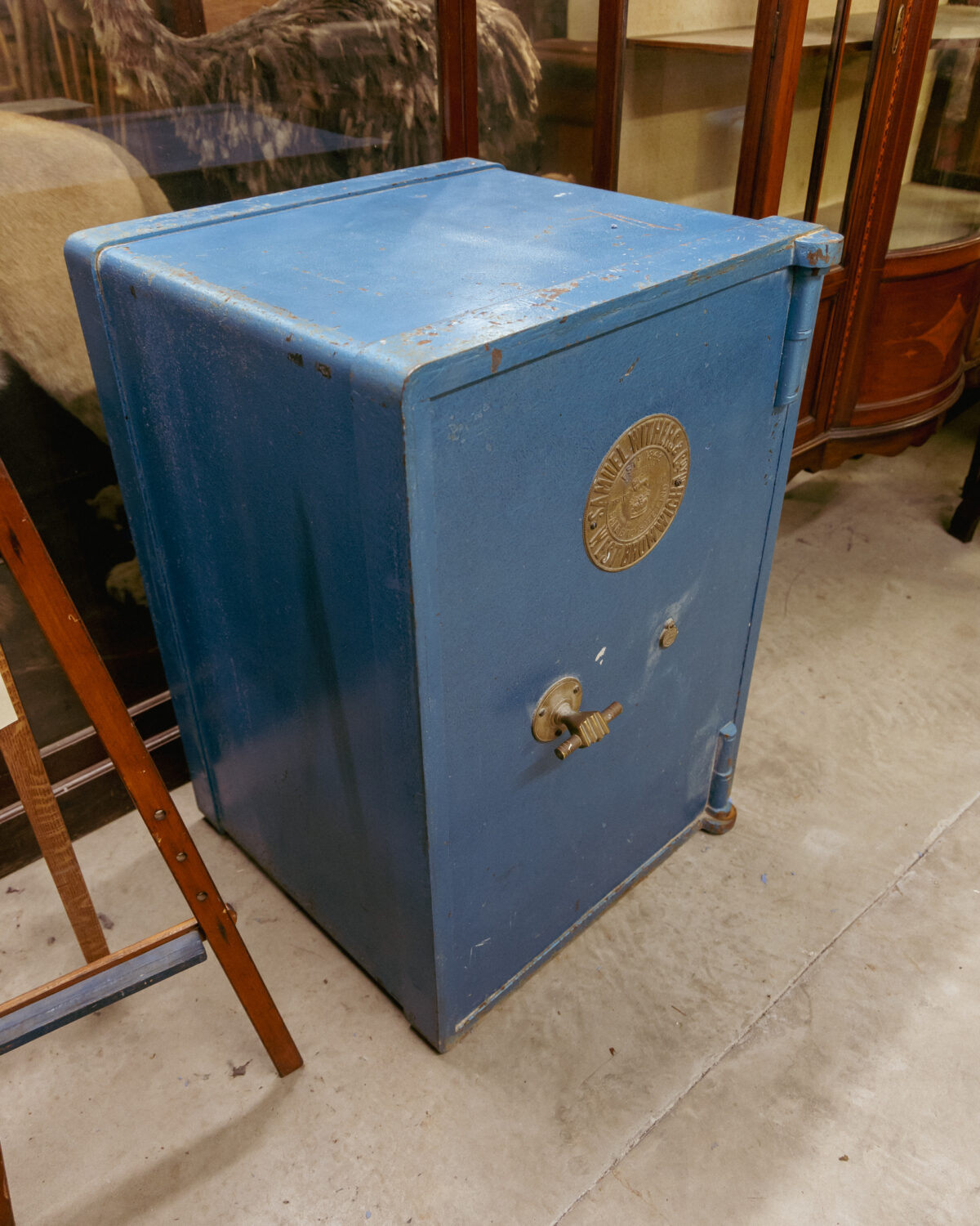 Large Antique Blue Safe - On The Square Emporium
