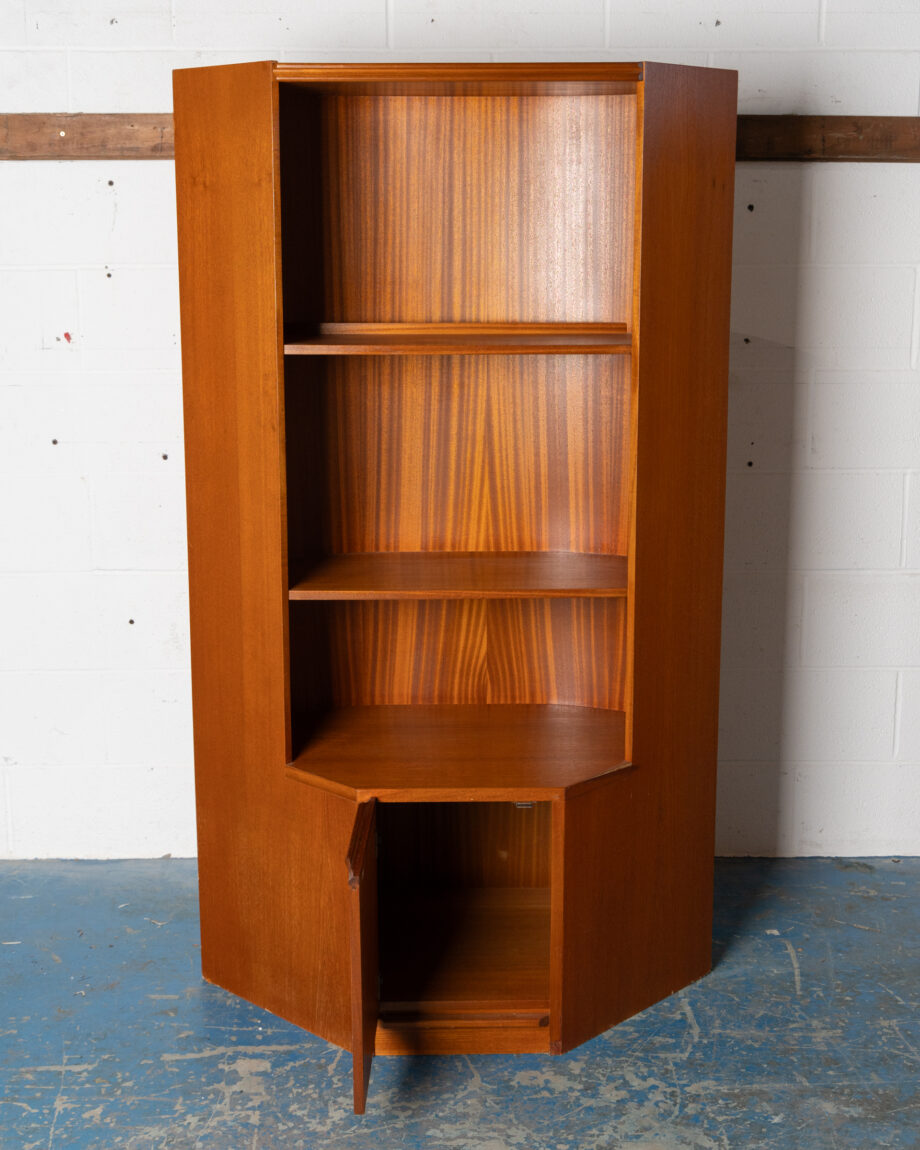 Mid Century Modernist Teak Corner Bookcase - On The Square Emporium