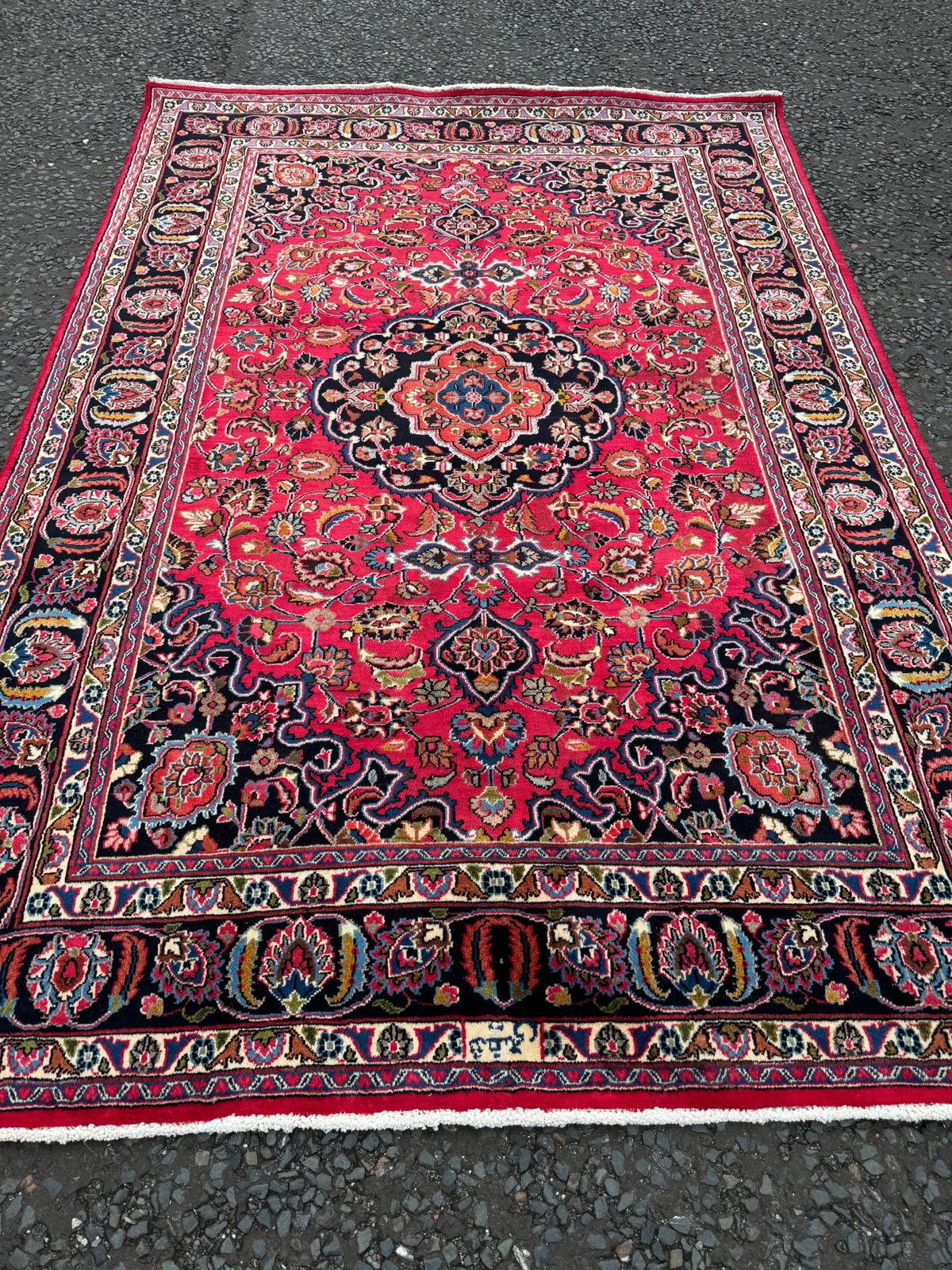 AUG3 Red Ground Fine Persian Mashed Carpet - On The Square Emporium