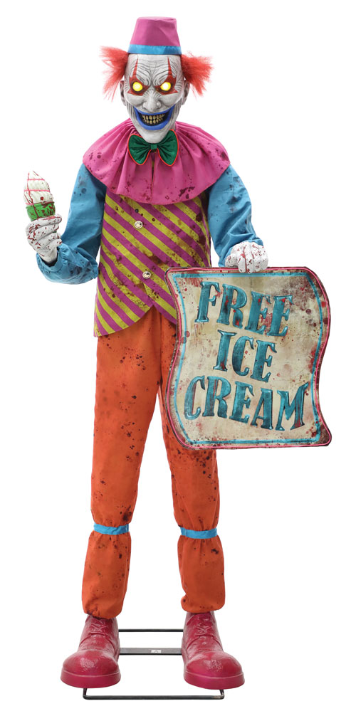 Neon Ice Cream Clown Animated Figure with LED Eyes (1.8m) - On The ...
