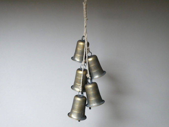 Decorative Hanging Metal Bells on Rope - On The Square Emporium