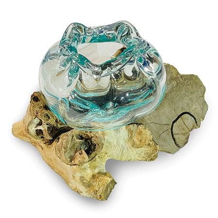 Naturale Root with Molten Crinkle Glass Bowl (Small) - On The Square ...
