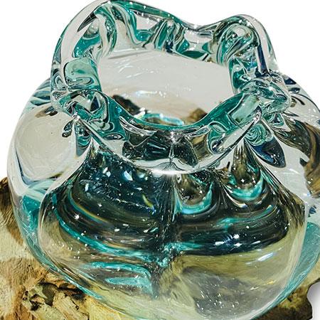 Naturale Root with Molten Crinkle Glass Bowl (Small) - On The Square ...