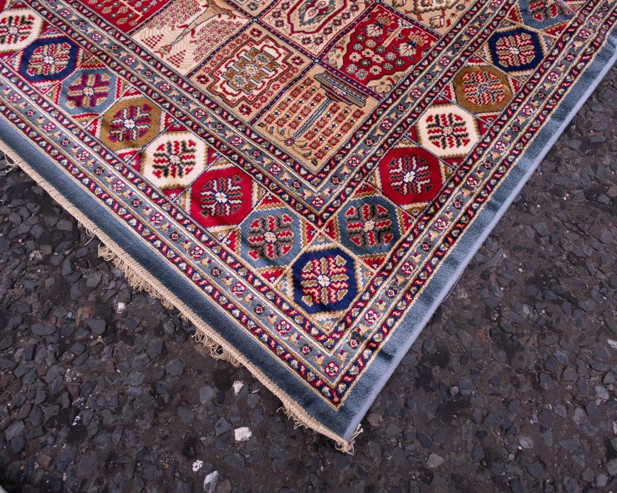 Duck Egg Blue Persian Cashmere Carpet with Panel Design ST28 - On The ...