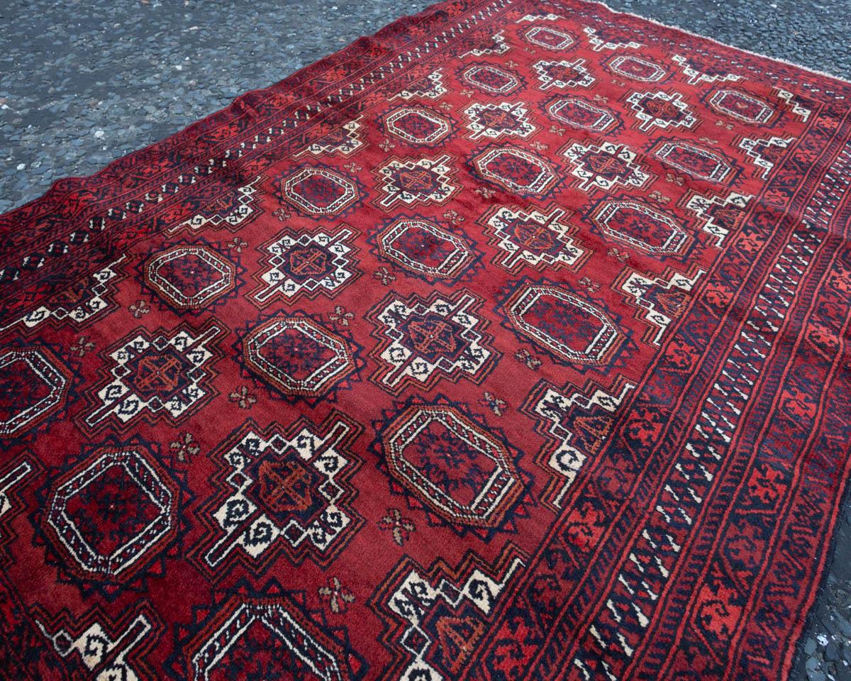 Handwoven Red Turkman Bokara Wool Rug ST10 - On The Square Emporium