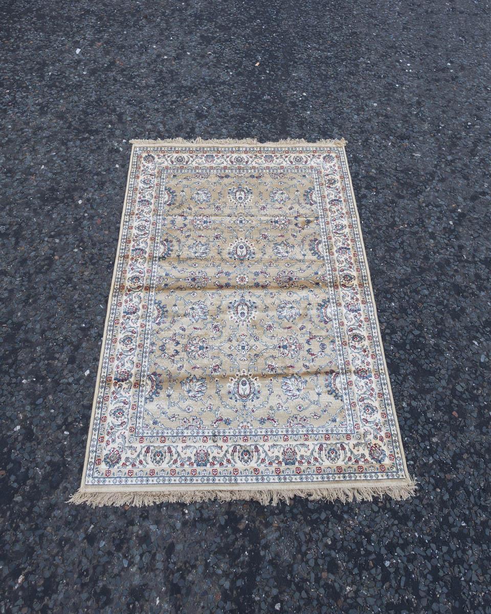Luxurious Gold Floral Cashmere Rug ST15 - On The Square Emporium