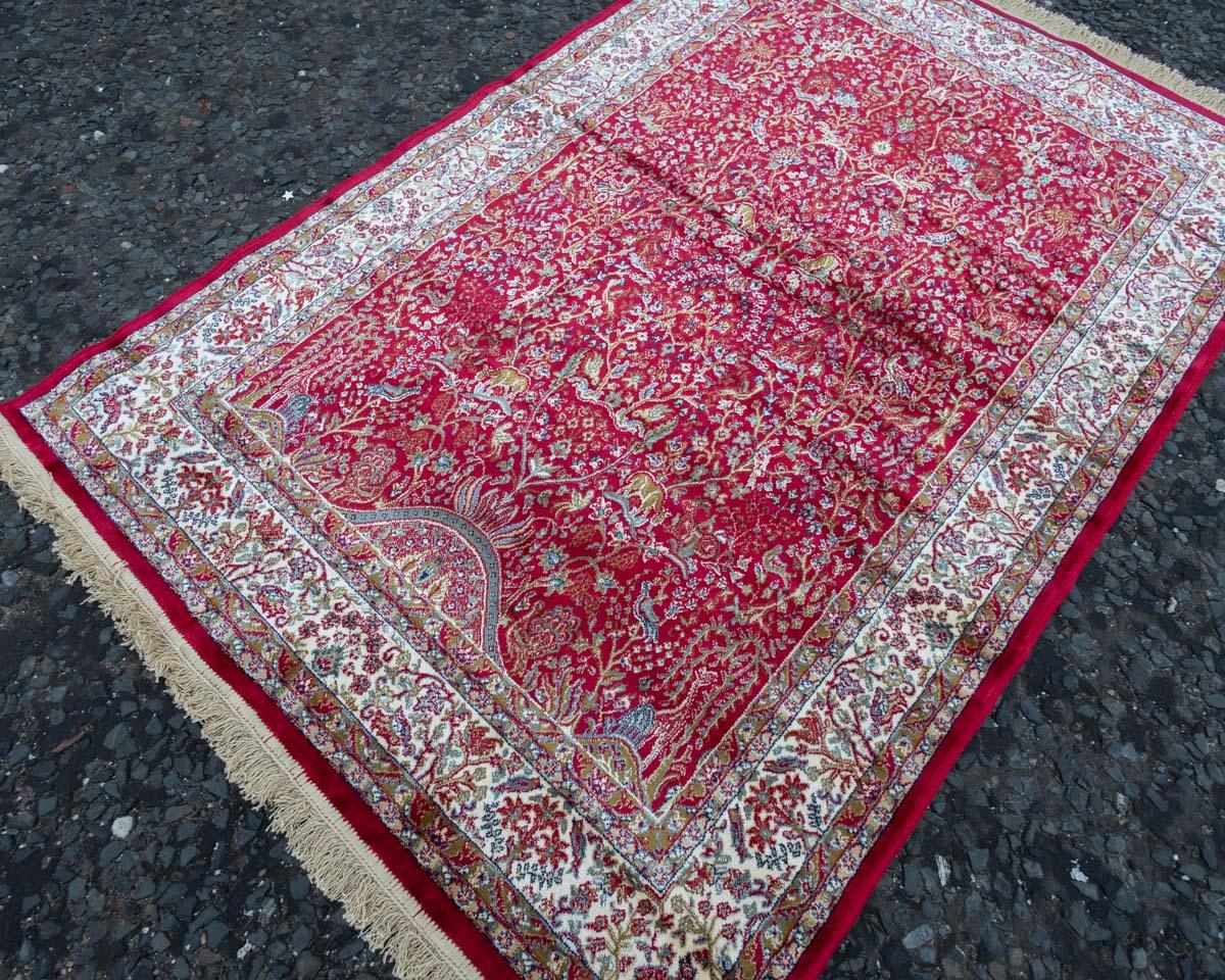 Rich Red Cashmere Rug with Tree of Life Design ST18 - On The Square ...