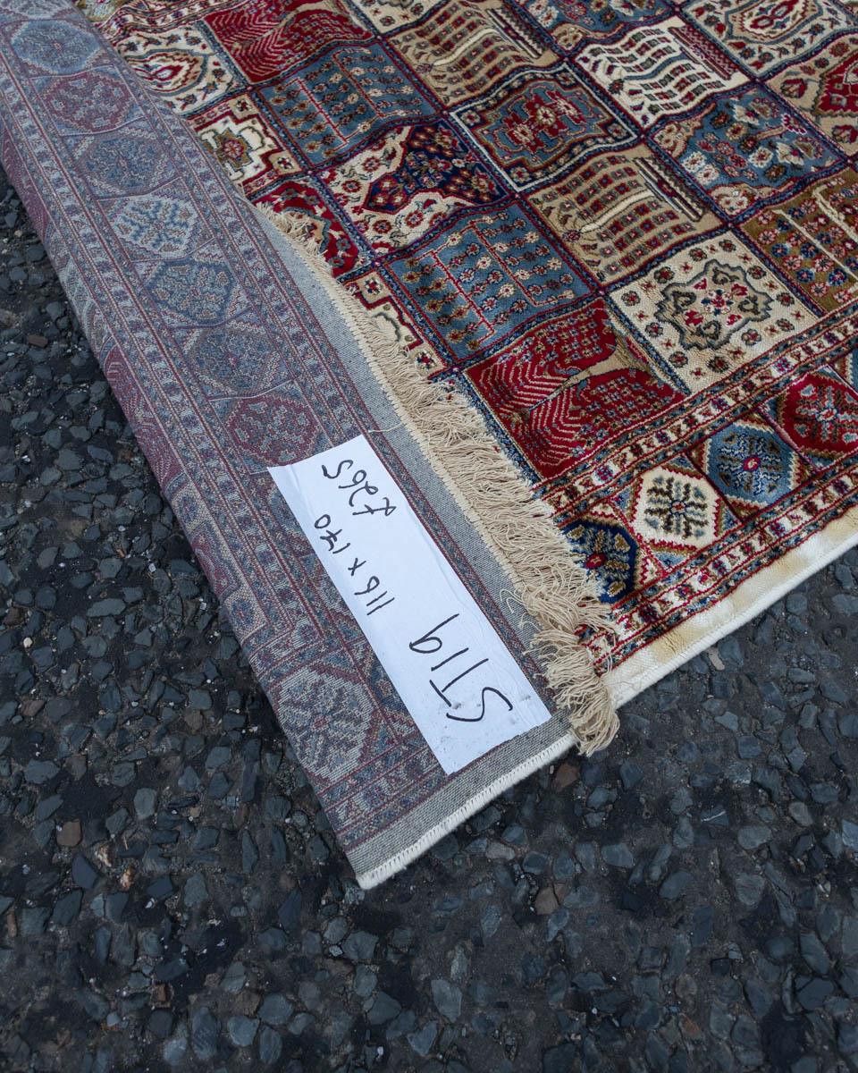 Ivory Persian Cashmere Rug with Geometric Panel Design ST19 - On The ...