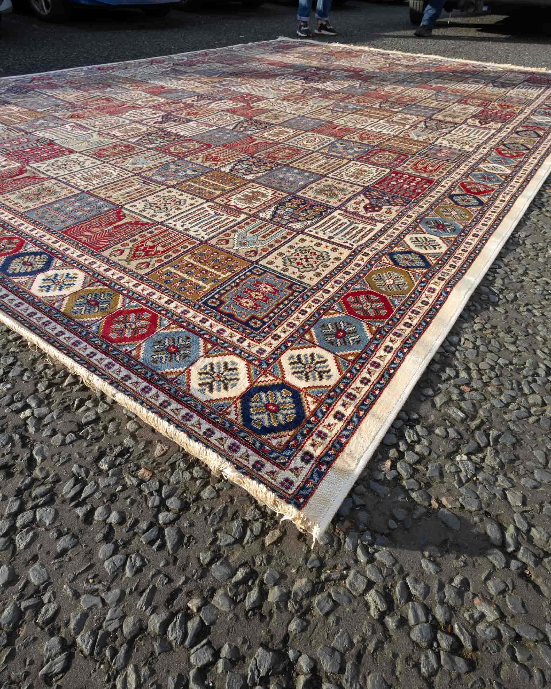 JAN05 Ivory Cashmere Panel Design Carpet - On The Square Emporium