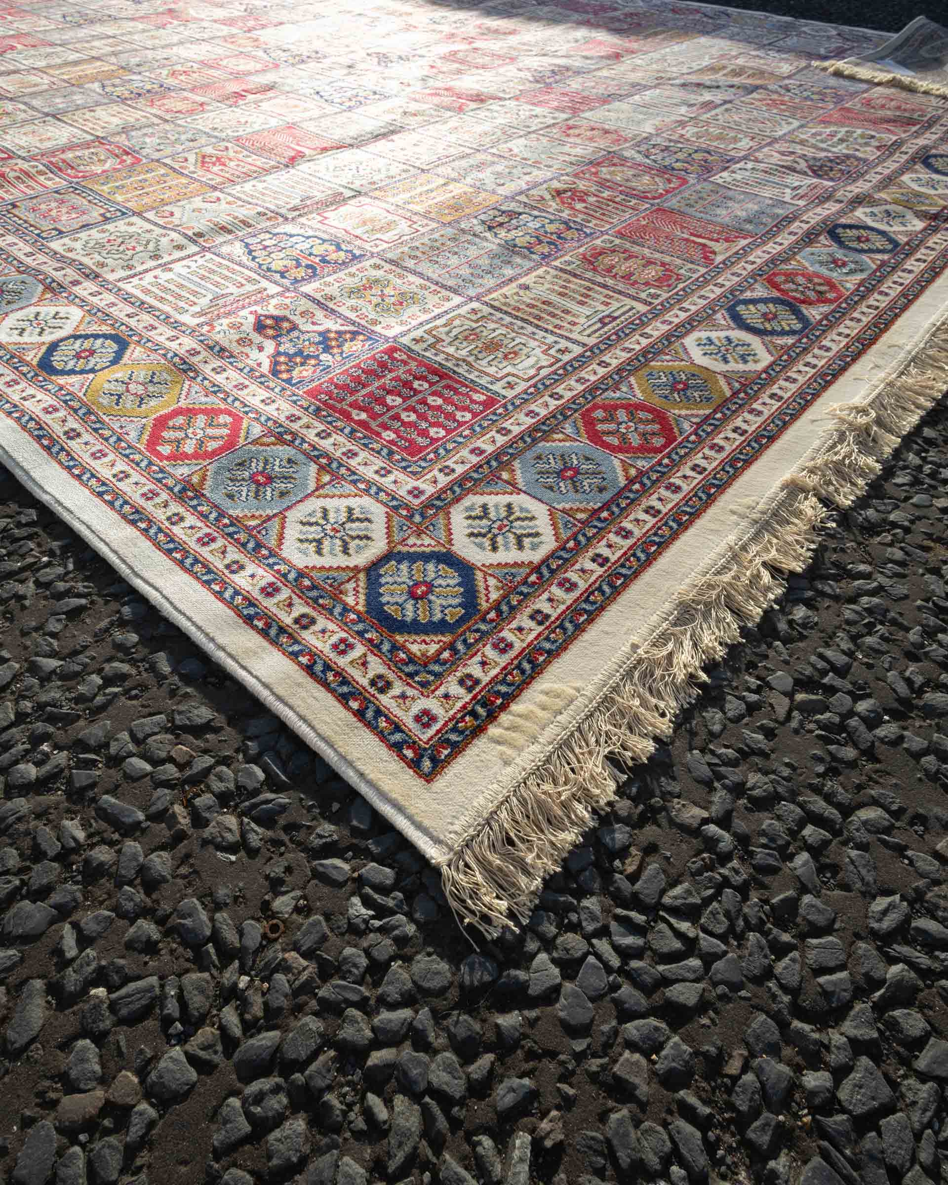 JAN05 Ivory Cashmere Panel Design Carpet - On The Square Emporium